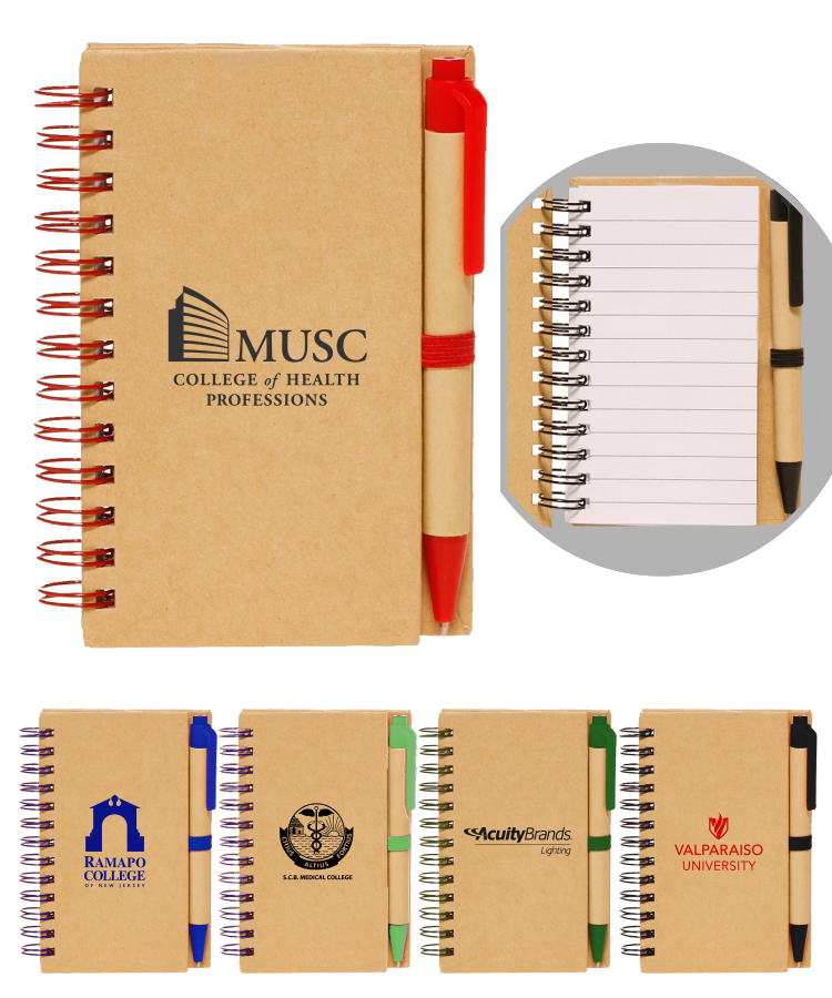 Item # 1757 - Union Printed - 3x5 Eco Spiral Notebook with Matching Eco ...