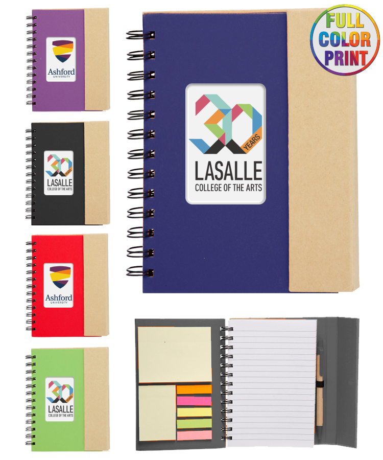 Item # DM1780 - Eco Magnetic Notebook W/Sticky Notes and Flags & Pen