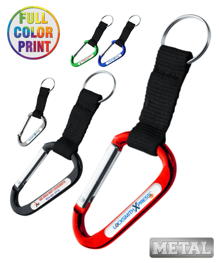 Item # DM1848 - Carabiner Keychain with Strap - Full Color